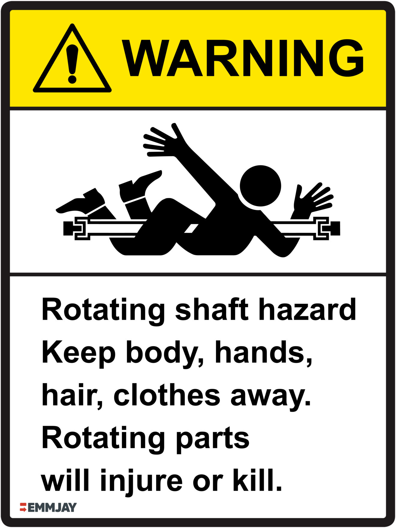 EGL 0710 WARNING - Rotating Shaft Hazard Sign - Emmjay Ltd
