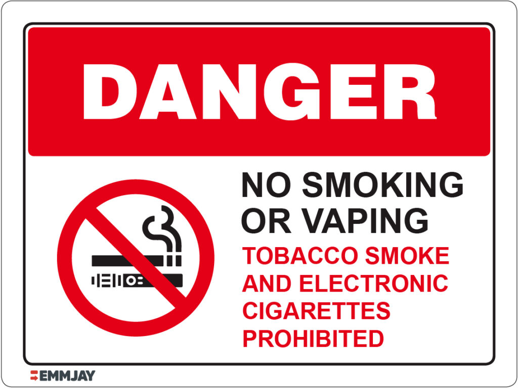 EGL 1339 Danger - No Smoking or Vaping Tobacco Smoke and Electronic ...
